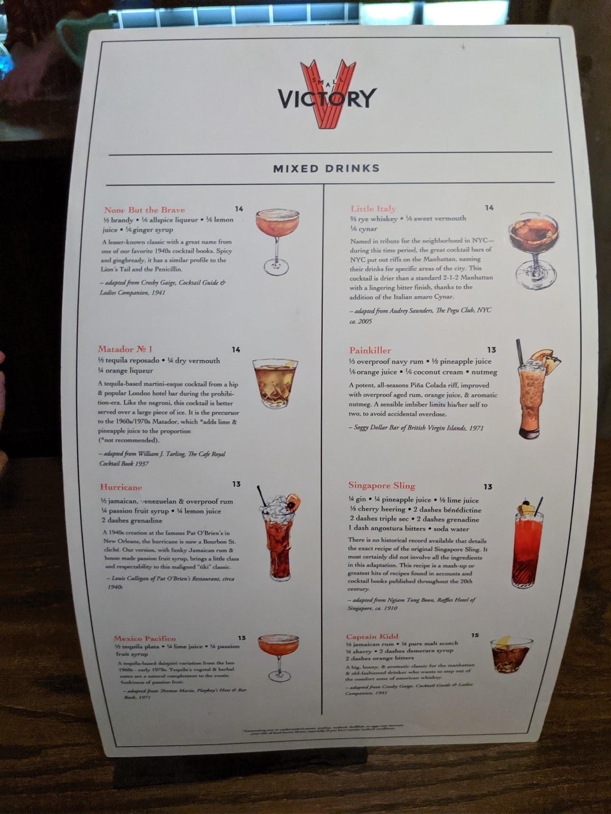 Menu at Small Victory pub & bar, Austin