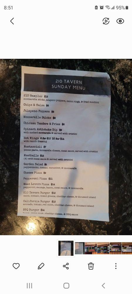 Menu at 210 Tavern pub & bar, Rancho Cucamonga