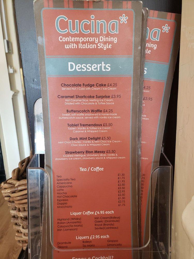 Menu at Cucina restaurant, Balloch