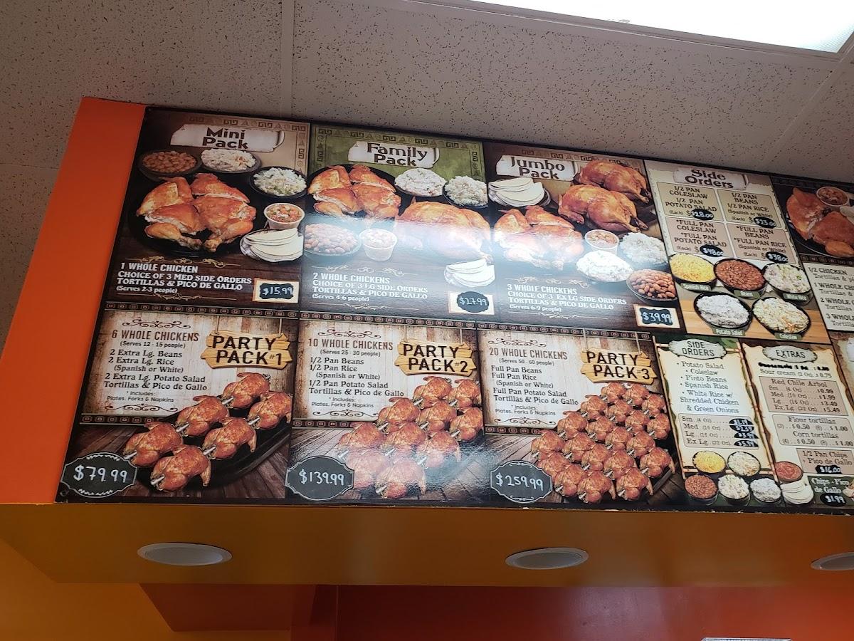Menu at Juan's Super Pollo restaurant, Irwindale