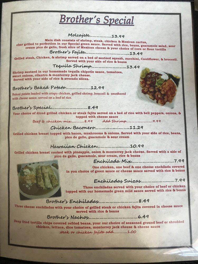 Menu at Little brother restaurant, El Dorado, Junction City Rd