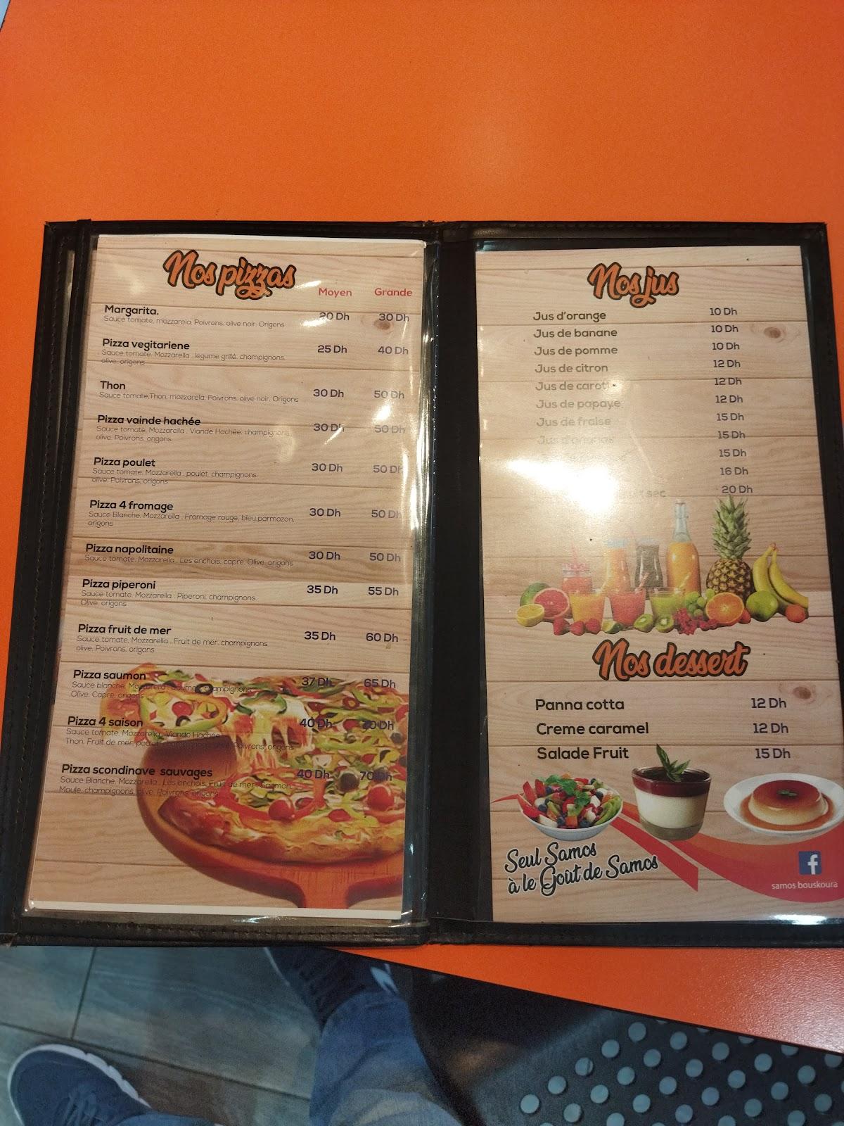 Menu au Samos restaurant, Casablanca