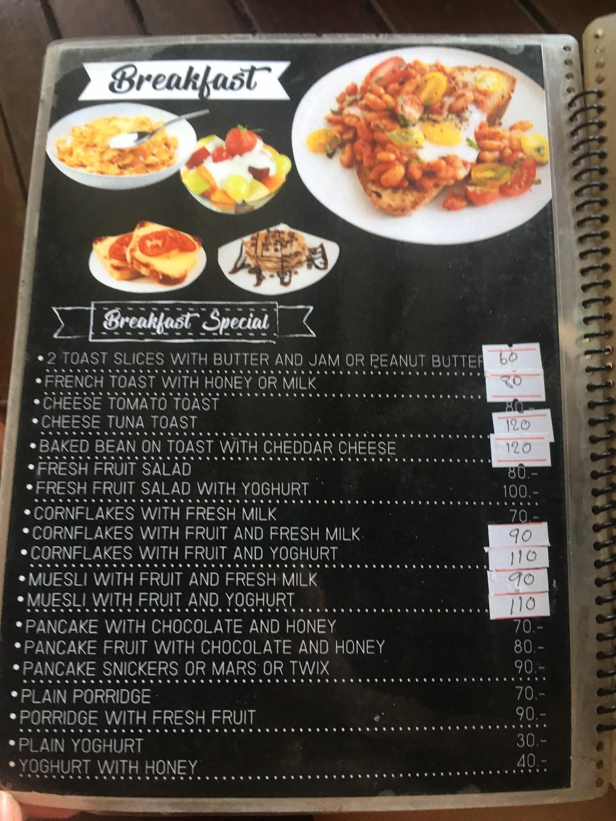 Menu at Smile Bar, Ko Pha-ngan, Q2VM+6C8