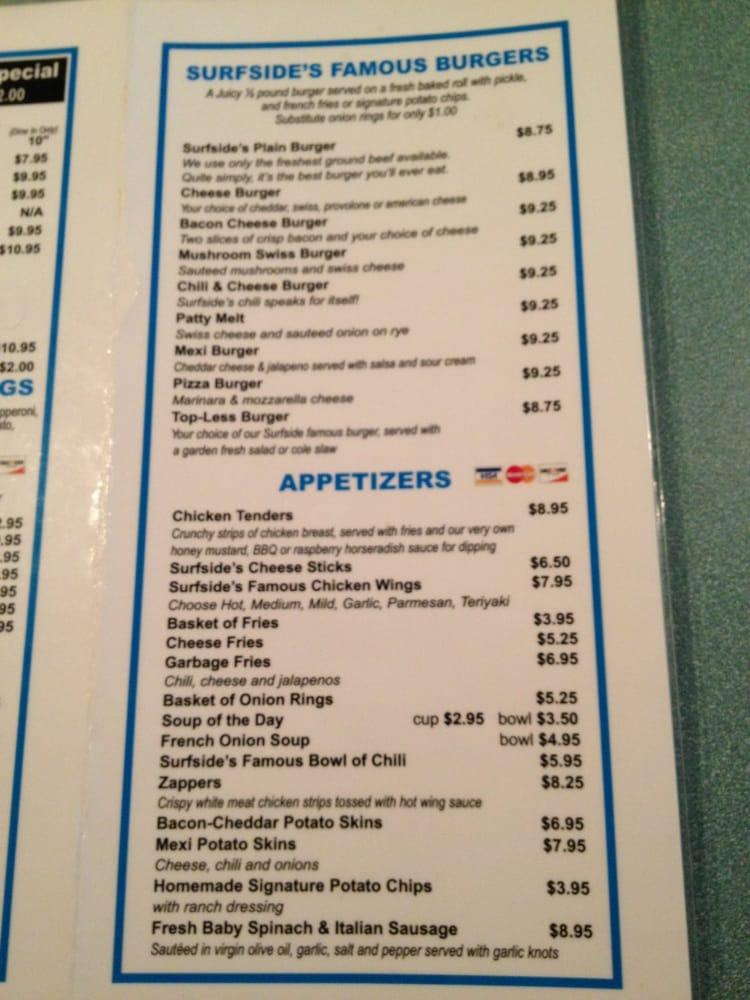 Menu at Brock's Surfside Grill & Pizza pizzeria, Jensen Beach