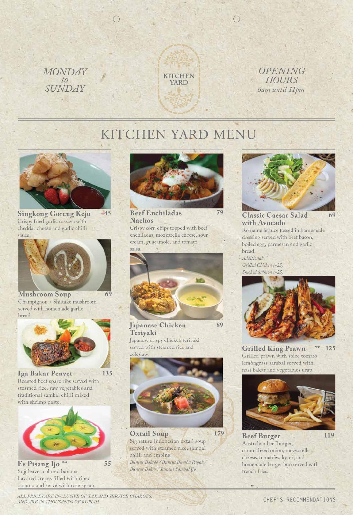 Carta del restaurante Kitchen Yard Mercure BSD City, Tangerang