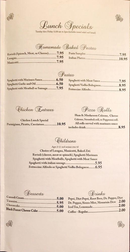 Menu at La Villa restaurant, Russellville