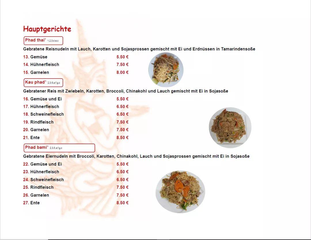 Speisekarte von Manora Thai Imbiss pub & Bar, Wörth am Main