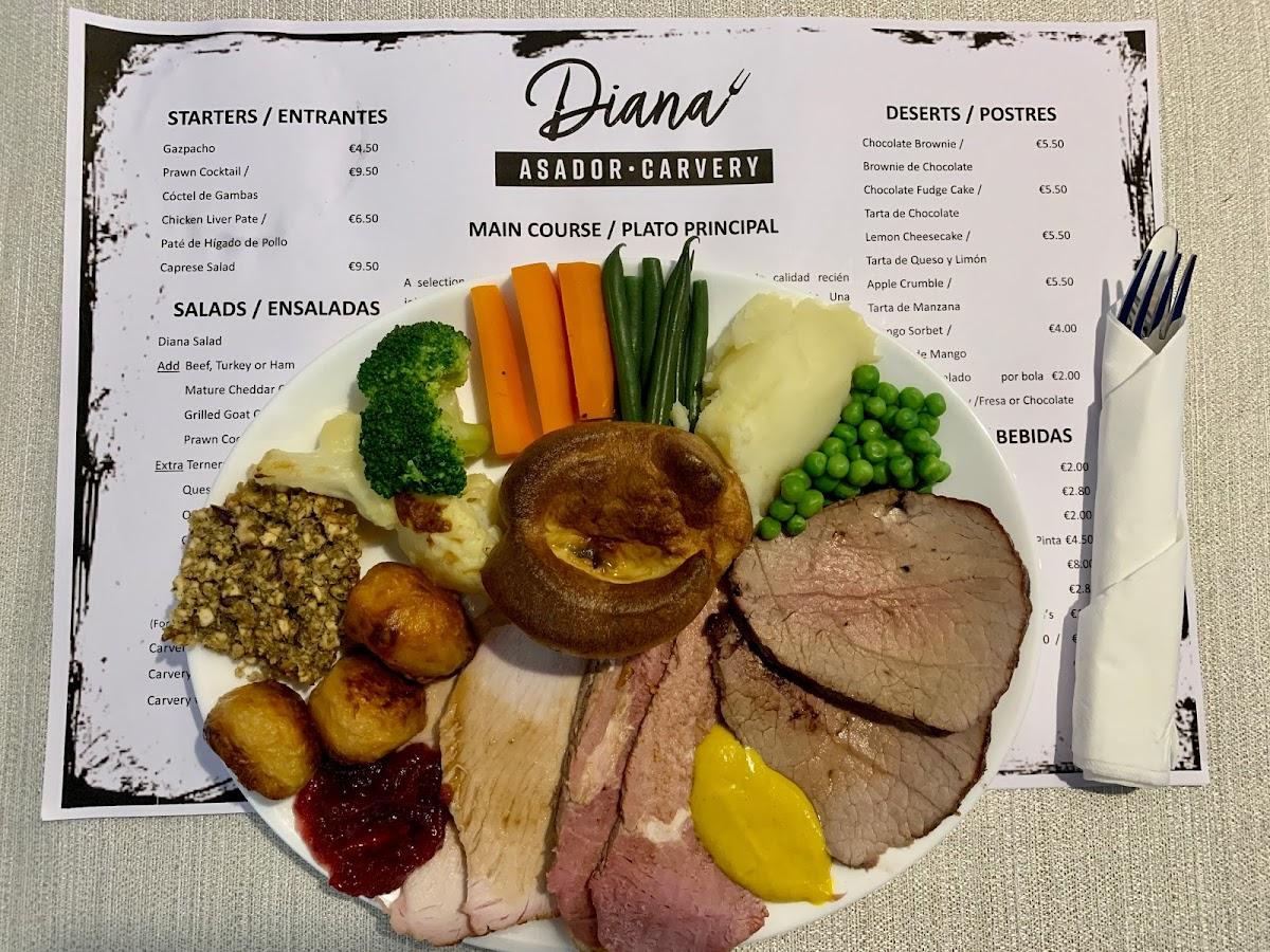 Menu at Sunday roast restaurant, El Paraíso