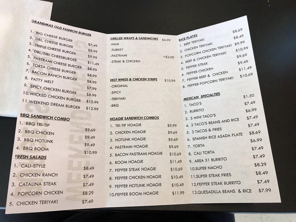 Menu at Weekend Dreams Burgers & Grill BBQ, Fresno