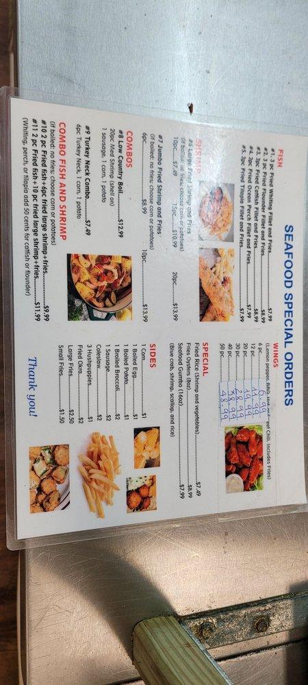 Menu at Crawfish Seafood Market restaurant, Conyers