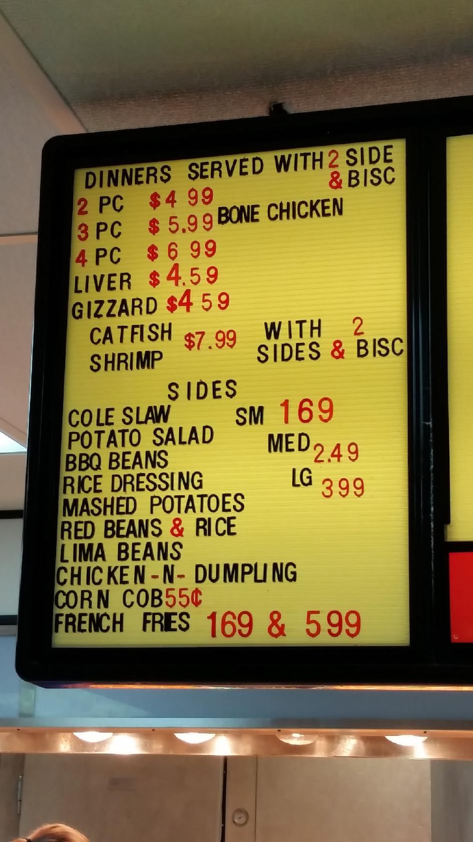Menu at Danny's Fried Chicken fast food, Niceville, 408 E John Sims Pkwy
