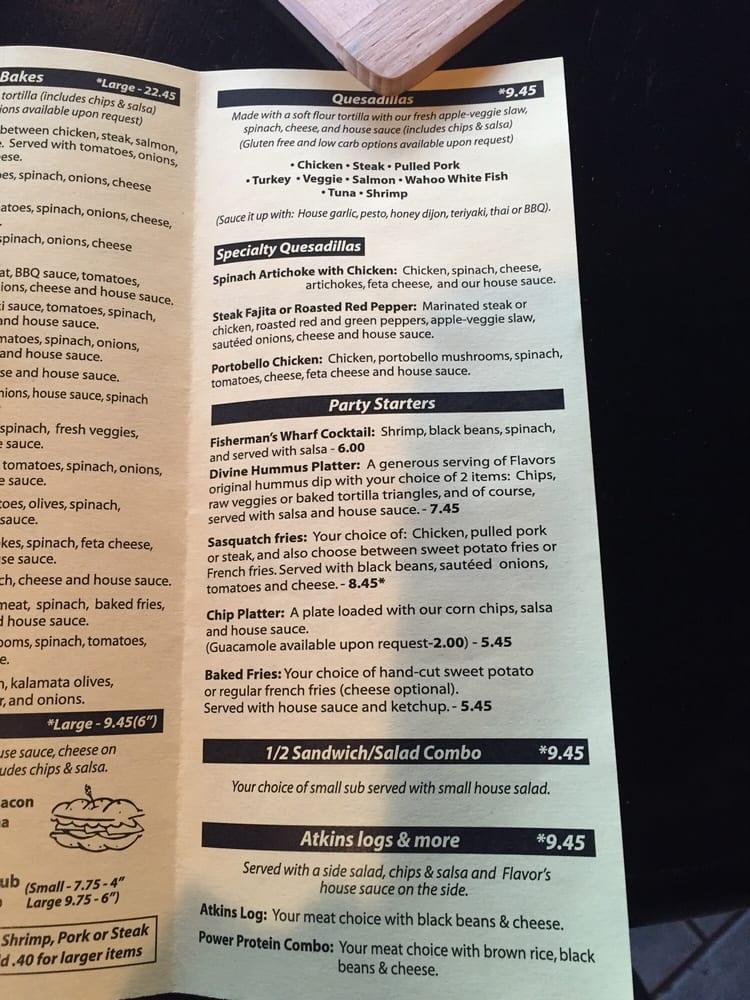 Menu at Flavors Eatery restaurant, Dayton, 865 E Franklin St