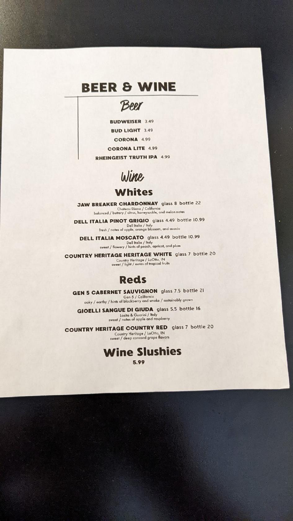 Carta de Leo Cafe, Leo-Cedarville, IN-1