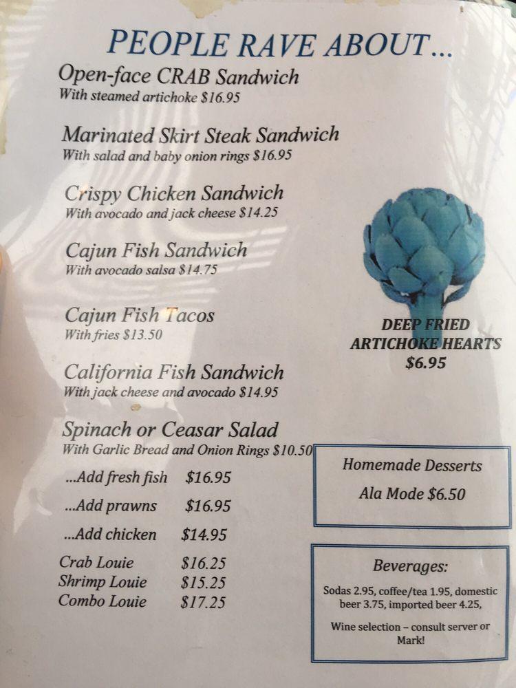 Menu at Moss Landing Cafe, Moss Landing