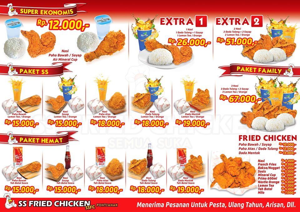 Menu at SS Fried Chicken Siantan restaurant, Pontianak