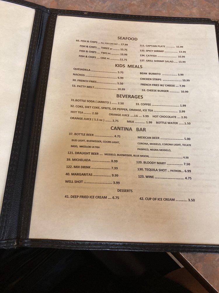 Menu at Taco Mio restaurant, Quartzsite