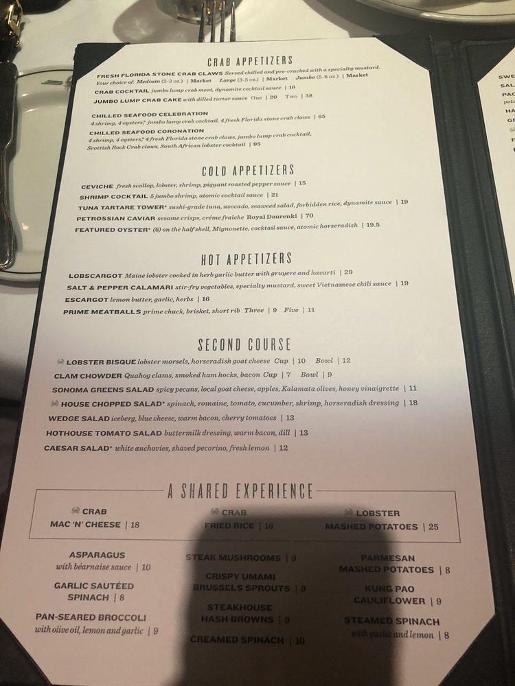 Menu at Truluck's Ocean's Finest Seafood and Crab steakhouse, Naples