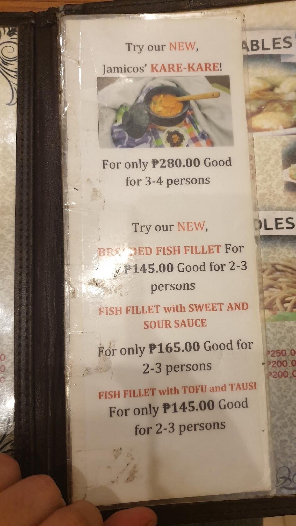 Menu at Judy Ann Crispy Pata restaurant, Malabon