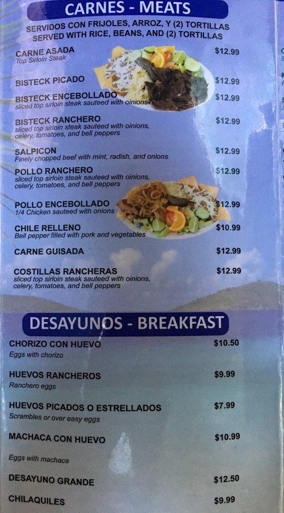 Menu at La Bamba restaurant, Lawndale