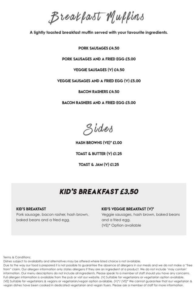 Menu at Longacre pub & bar, Skelton and Brotton
