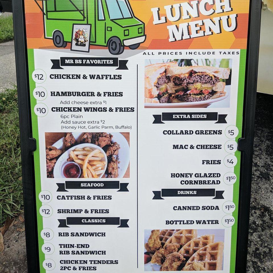 Menu at Mr B's Restaurant, Tampa