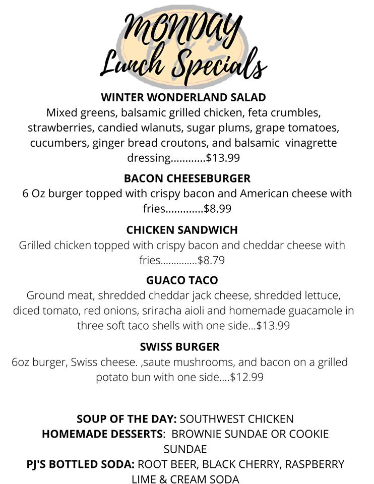 Menu at PJ's Bar & Grill, Bellingham