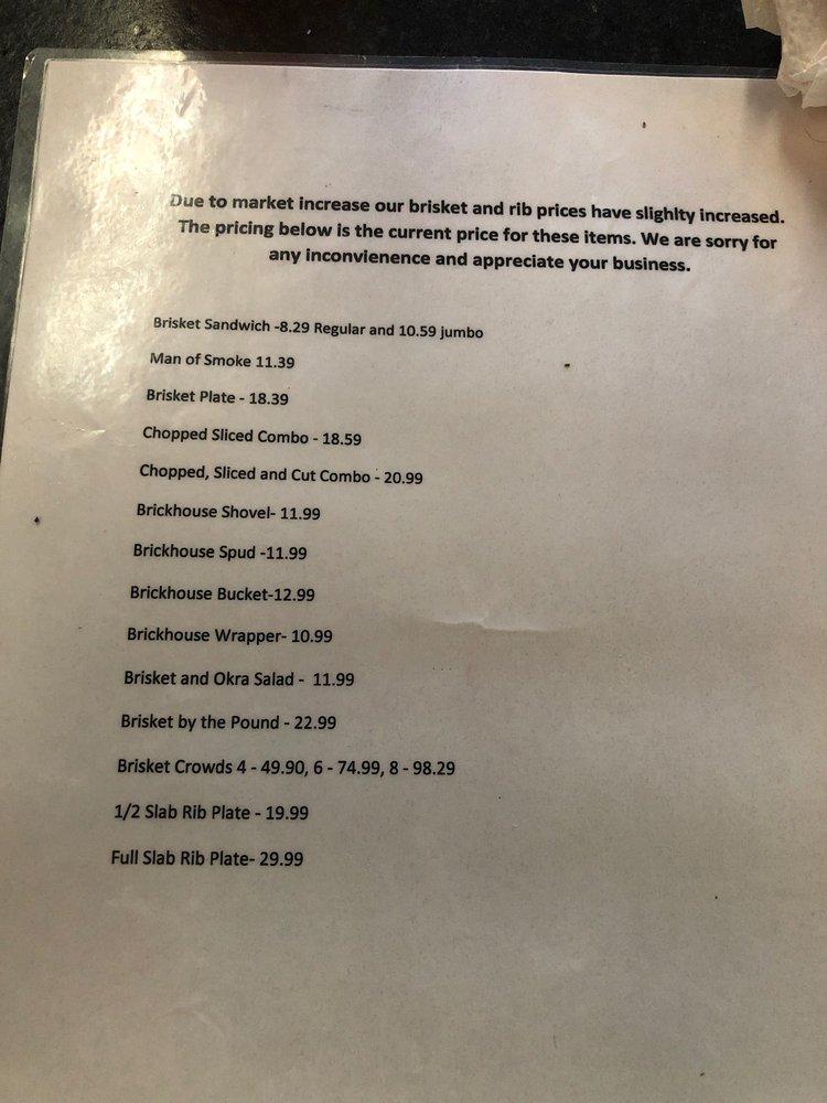 Menu at Thatcher's BBQ, Calhoun