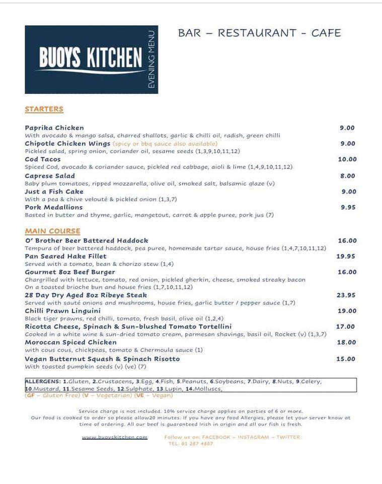 Menu at BUOYS KITCHEN pub & bar, Greystones