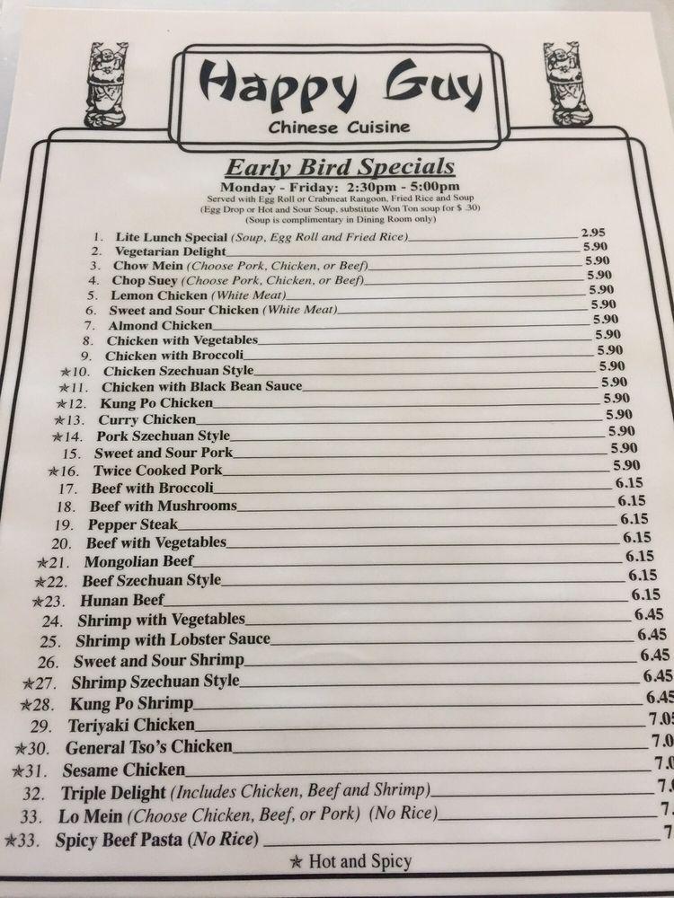 Menu at Happy Guy Chinese Cuisine restaurant, San Antonio