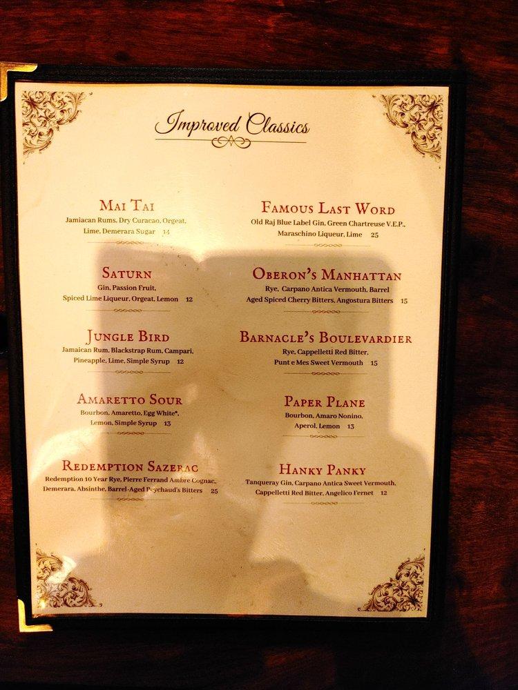Menu at Oberon's Restaurant & Bar, Ashland