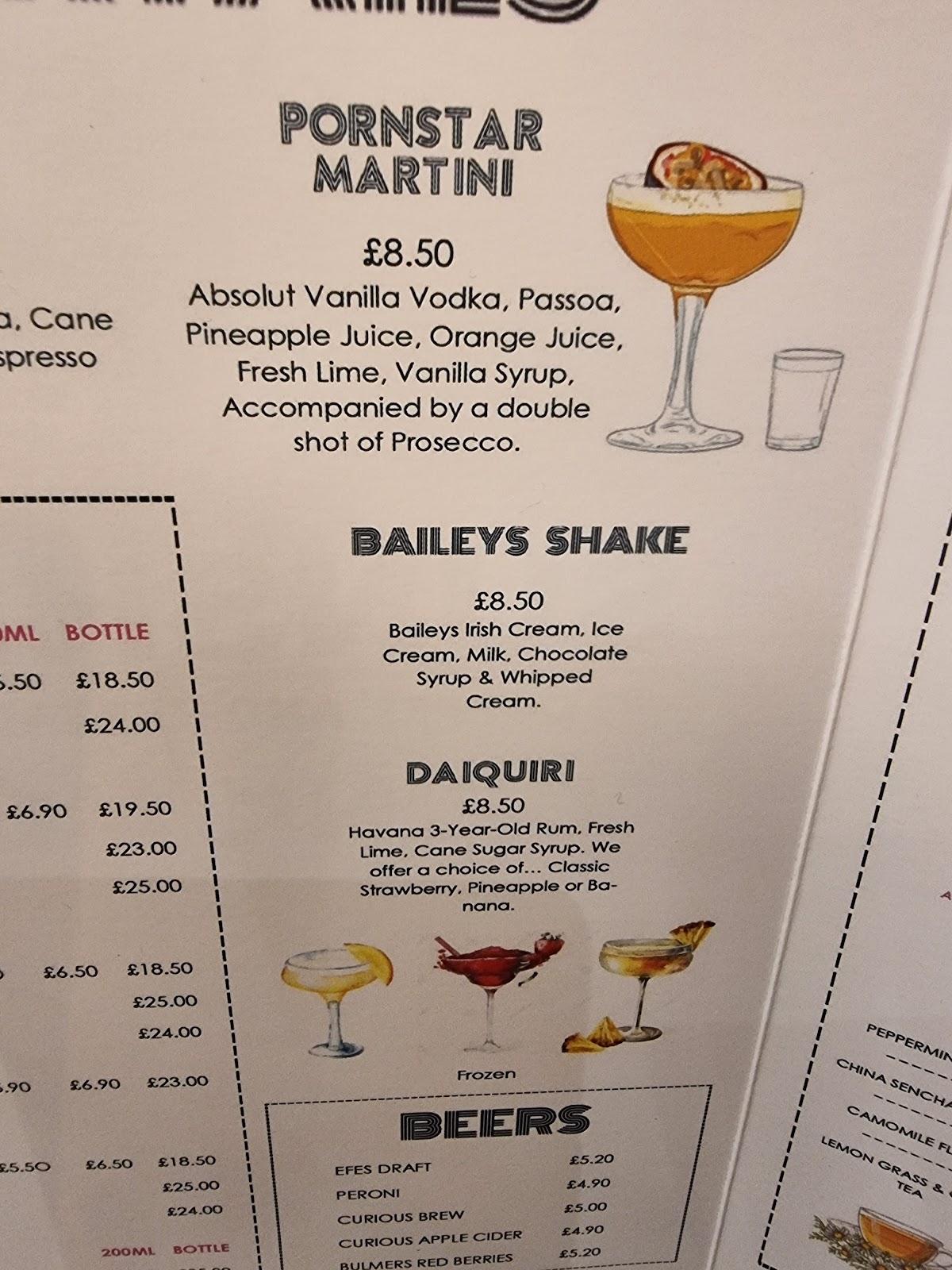 Menu at Sunshine Folkestone Bistro restaurant, Folkestone