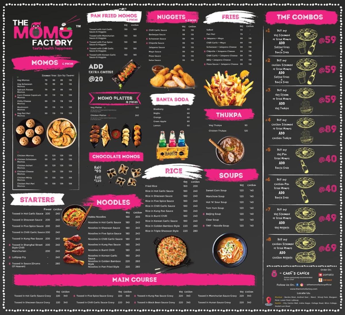 Menu at The Momo Factory, Mumbai, 11, Khimji Nahi Bldg, Senapati Bapat ...
