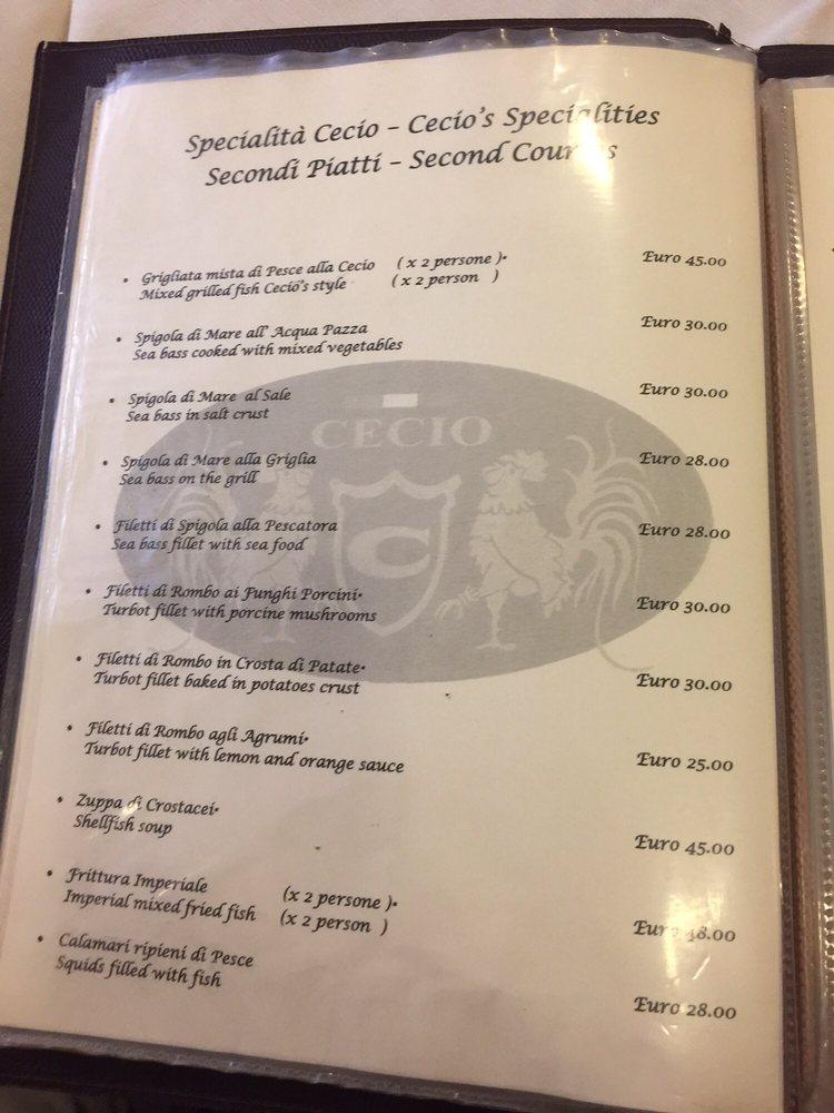 Menu da Trattoria Cecio ristorante, Roma