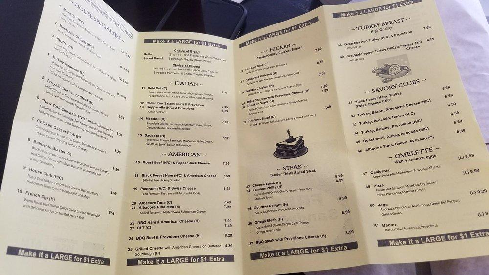 Menu at Tummy Stuffer restaurant, Costa Mesa, 270 Bristol St