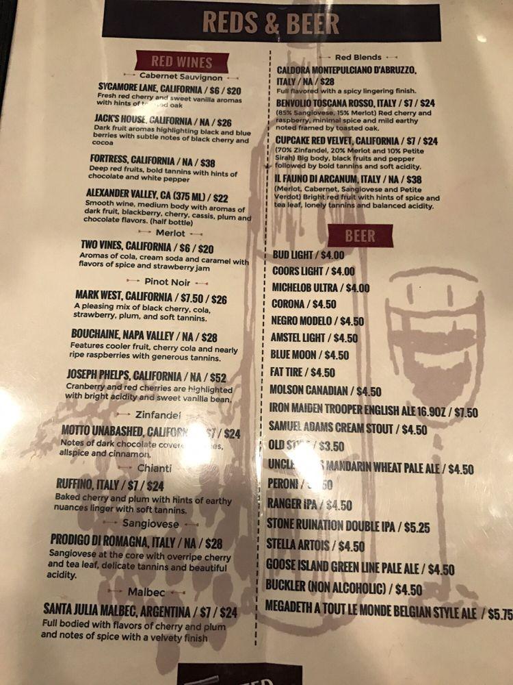 Menu at Twisted Italian restaurant, Peoria