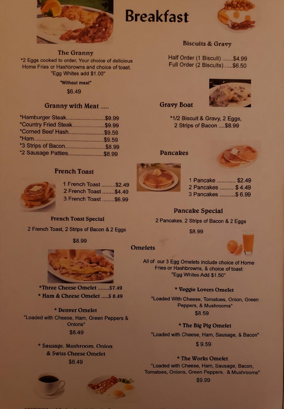 Menu at Two Seasons Cafe, Mesa