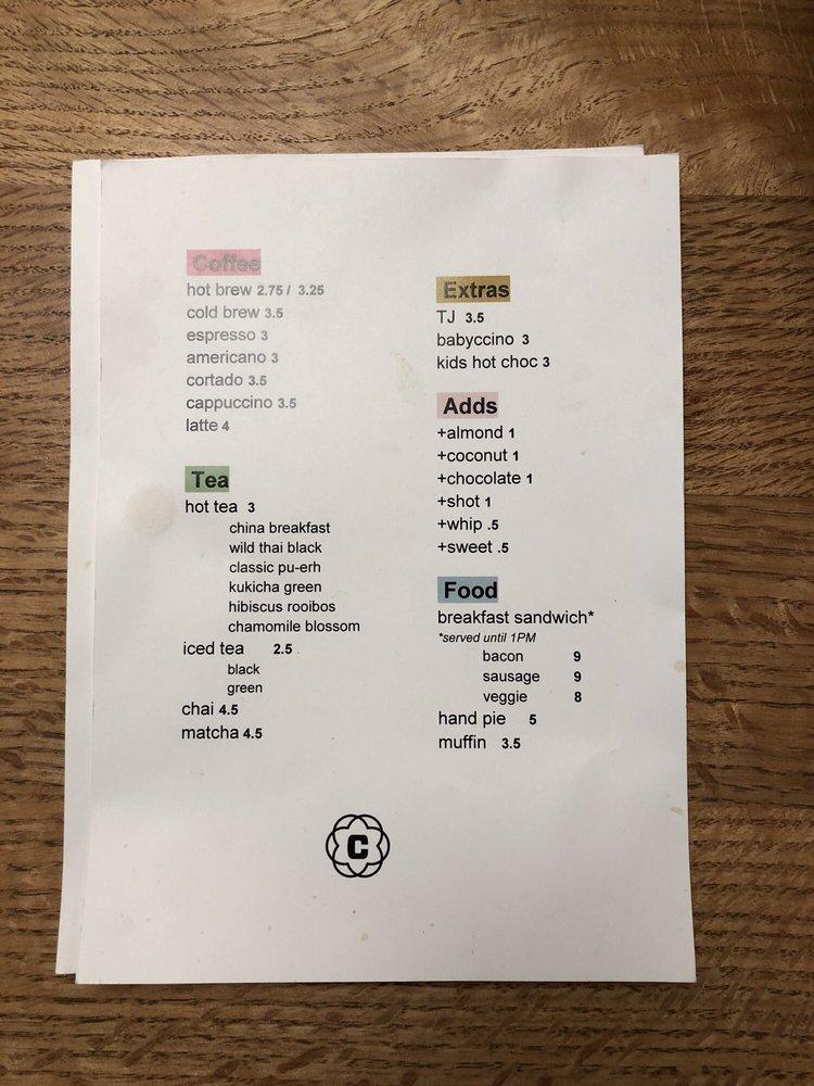 Menu at Camellia Coffee Roasters cafe, Sacramento, R St Suite 130