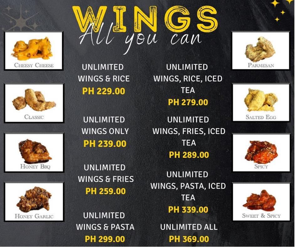 Menu at On D' Wings restaurant, Parañaque