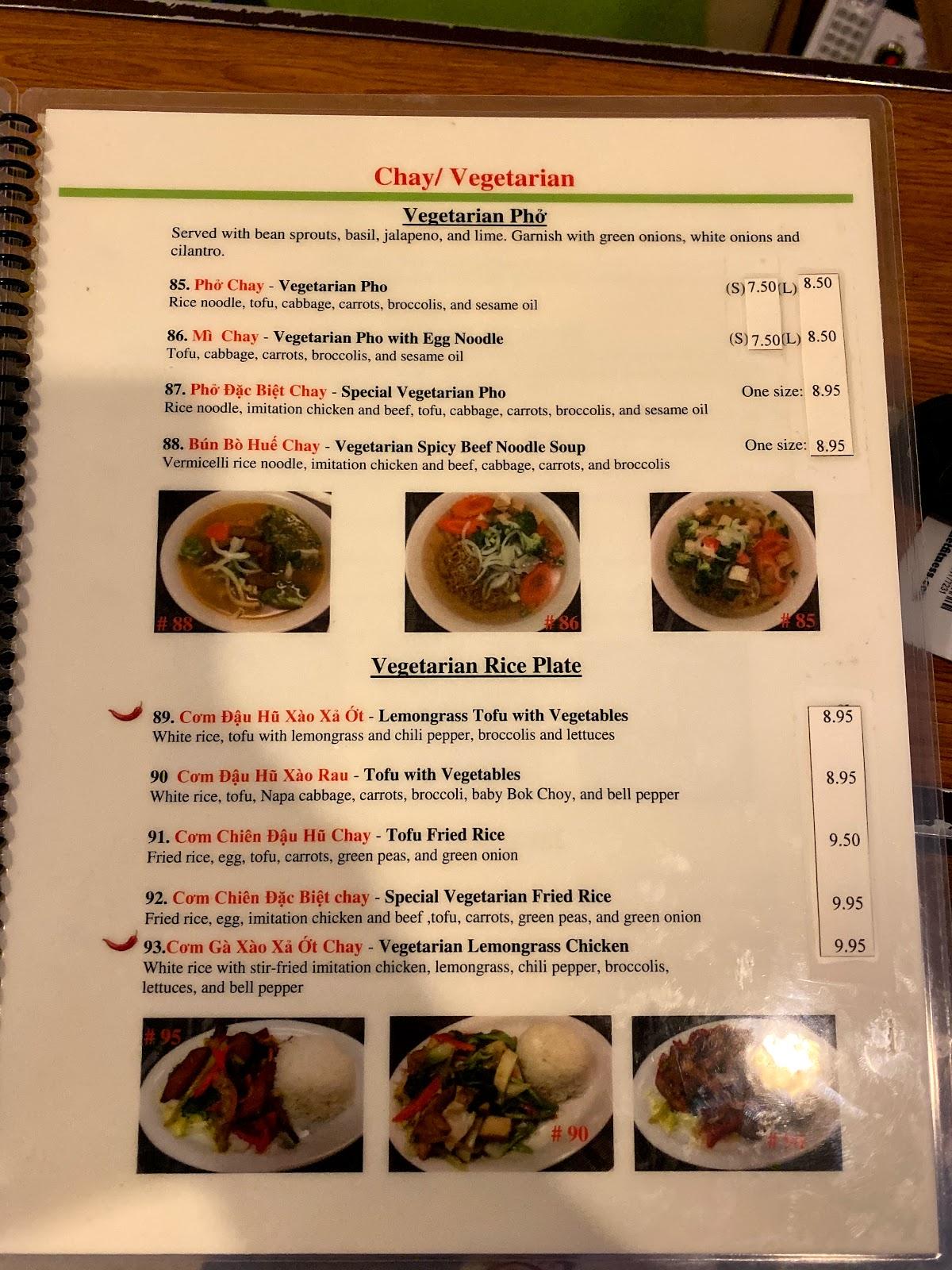 Menu at Phở 84 restaurant, Lynnwood, 196th St SW