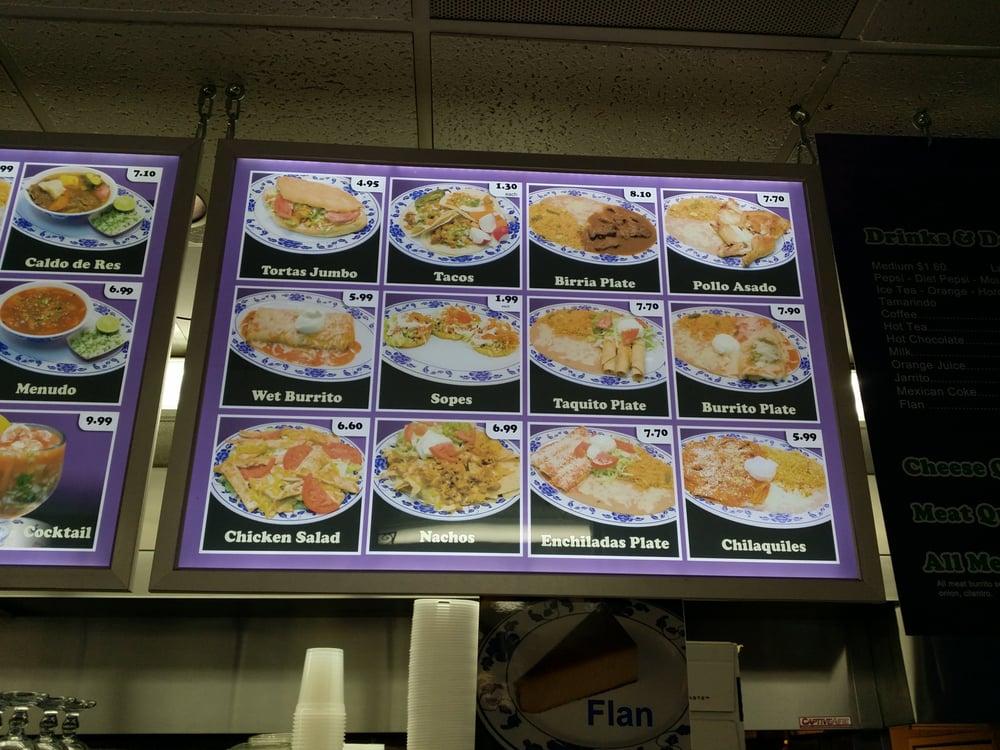 Menu at Don Chico's restaurant, Oregon City