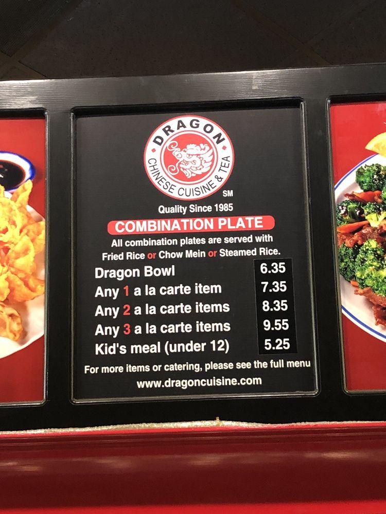 Menu at Dragon Chinese Cuisine restaurant, San Diego