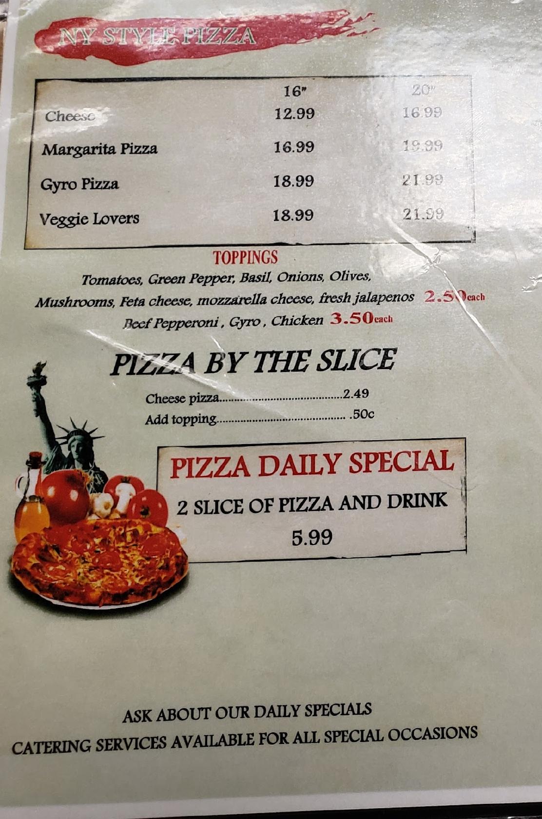 Menu at Habibi's Cafe & Pizzeria, Myrtle Beach
