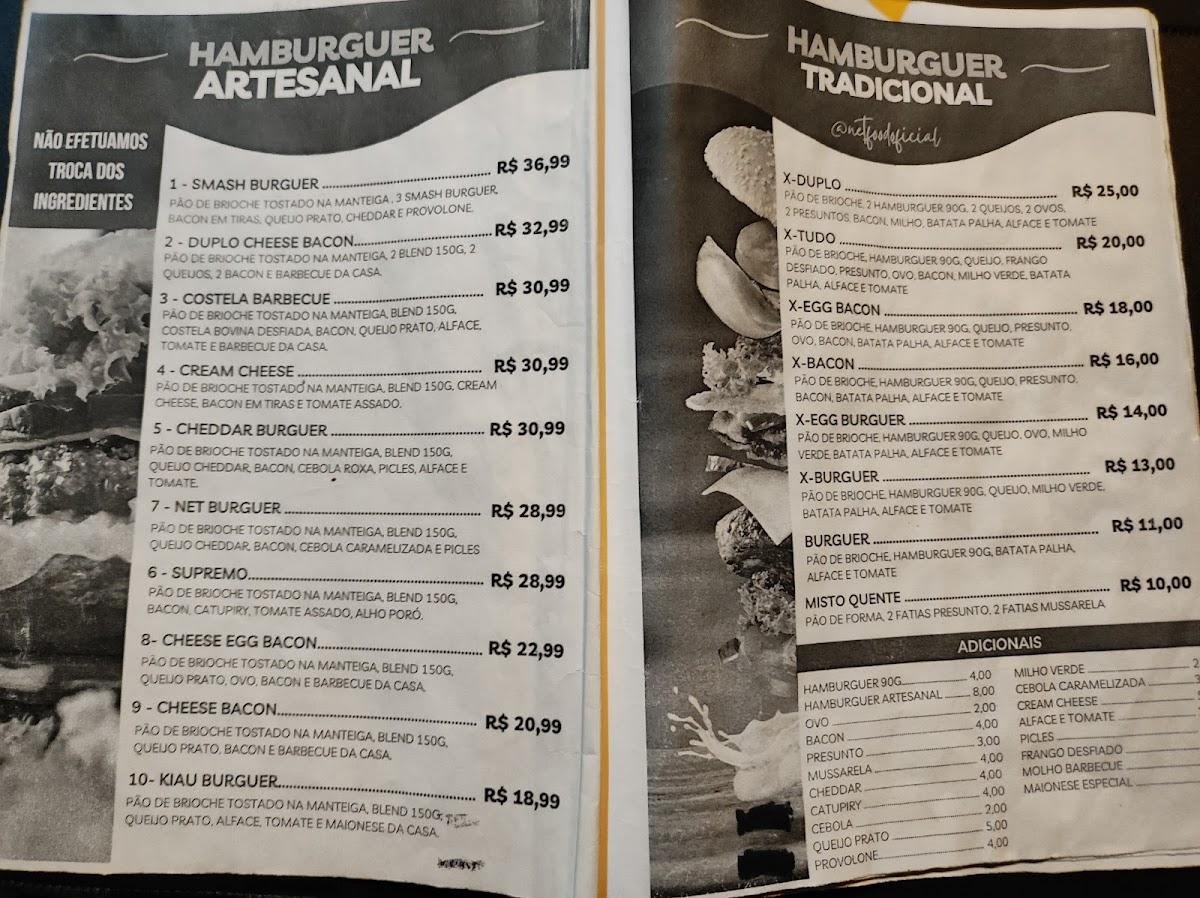 Menu em Net Food Hamburgueria restaurante, Araçuaí, Av. das Rosas