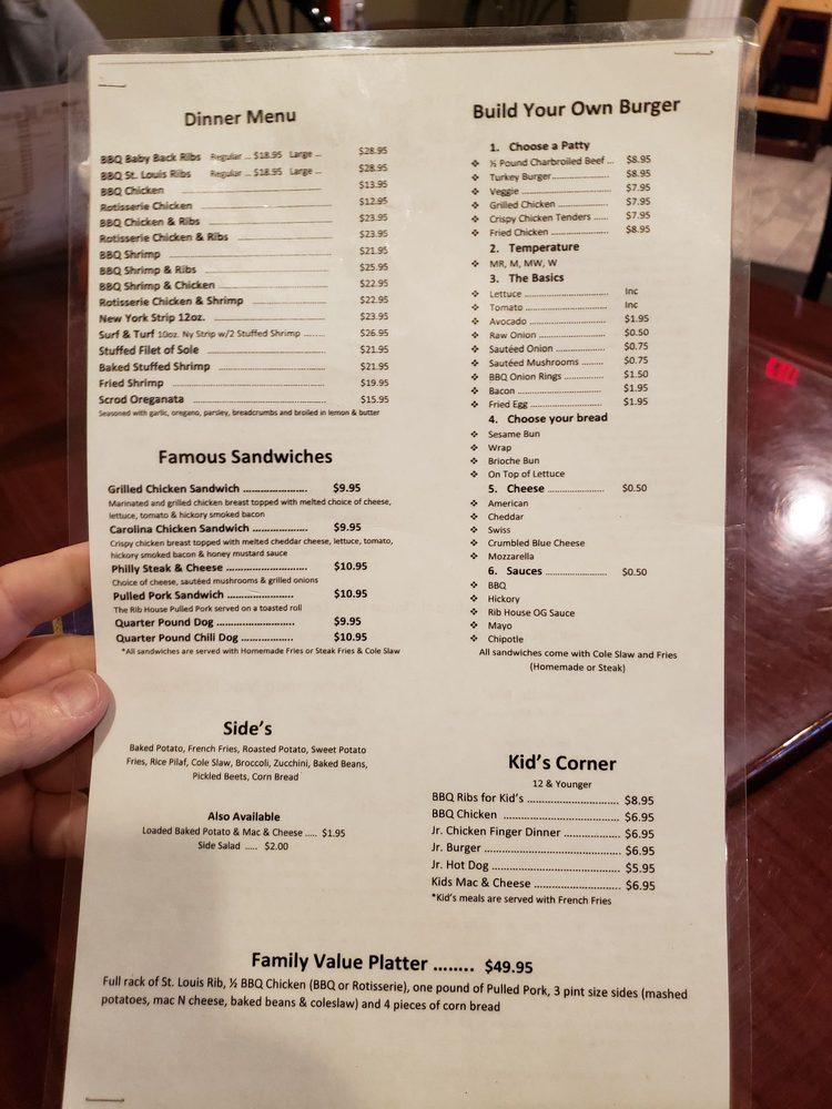 Menu at The Rib House BBQ, East Haven