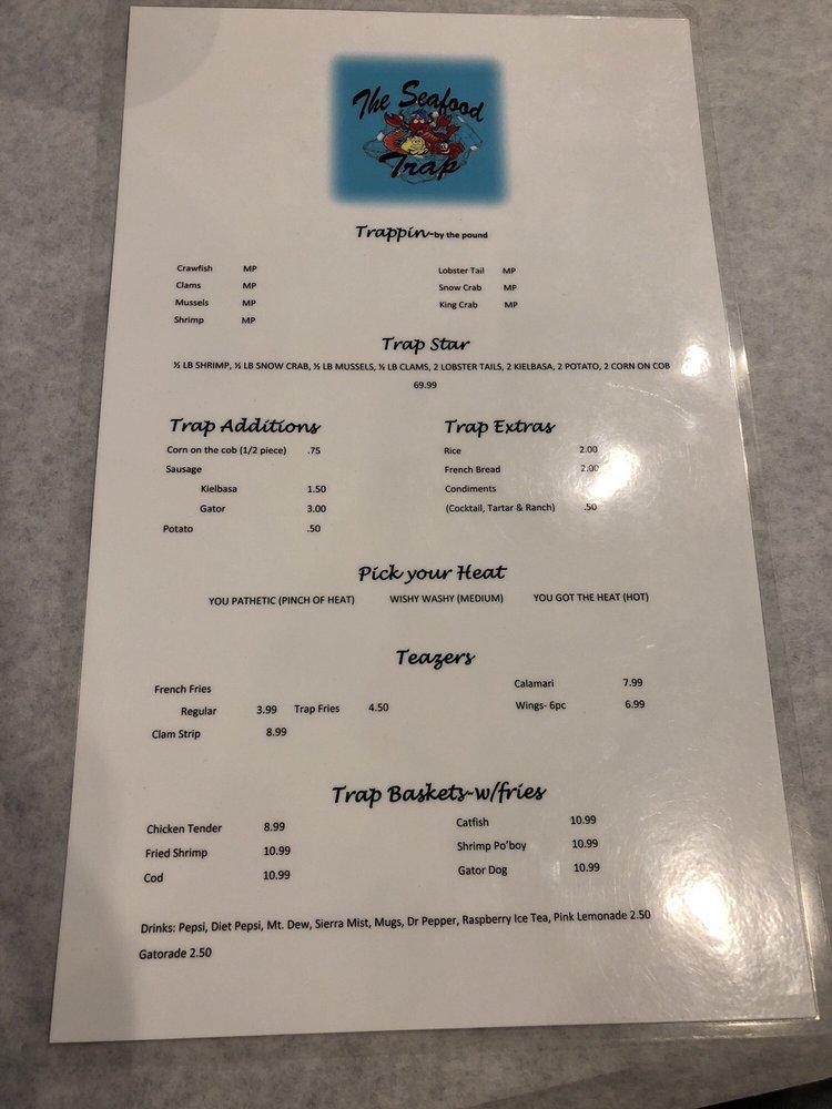 Menu at The Seafood Trap restaurant, Des Moines