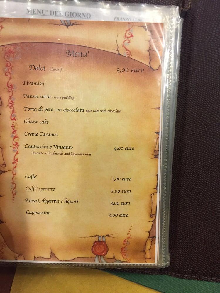Menu da Trattoria da Giorgio ristorante, Firenze