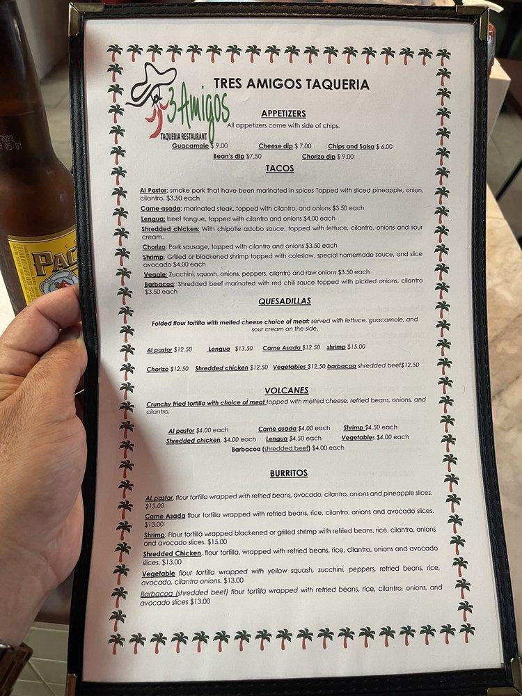 Tres Amigos Menu