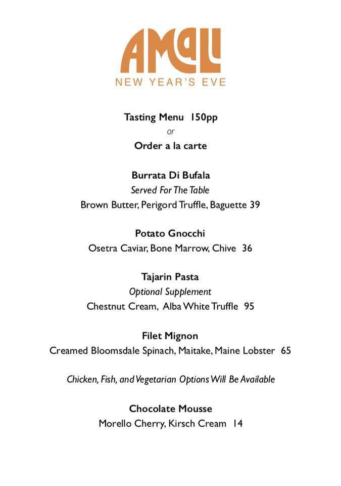 Menu at Amali NYC restaurant, West New York, 115 E 60th St