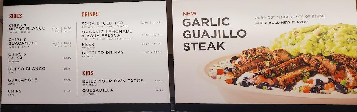 Carta de comida rápida Chipotle Mexican Grill, Tacoma, Pacific Ave S