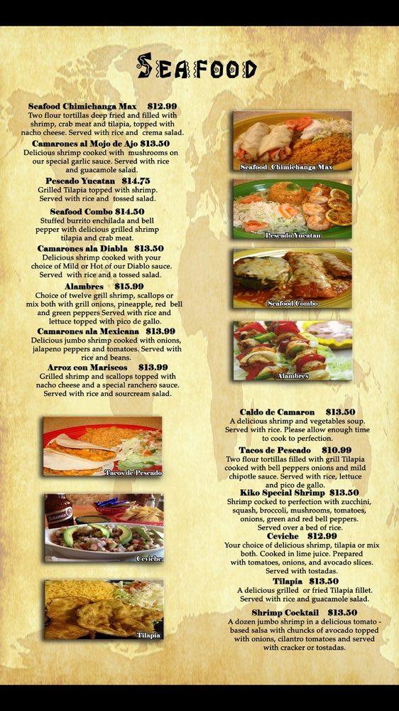 Menu at Cinco de Mayo Mexican Cuisine restaurant, Moncks Corner